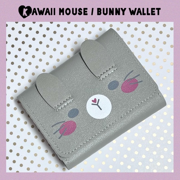 Bags | Kawaii Bunny Mouse Wallet W Vegan Leather Cute Trifold Short ...